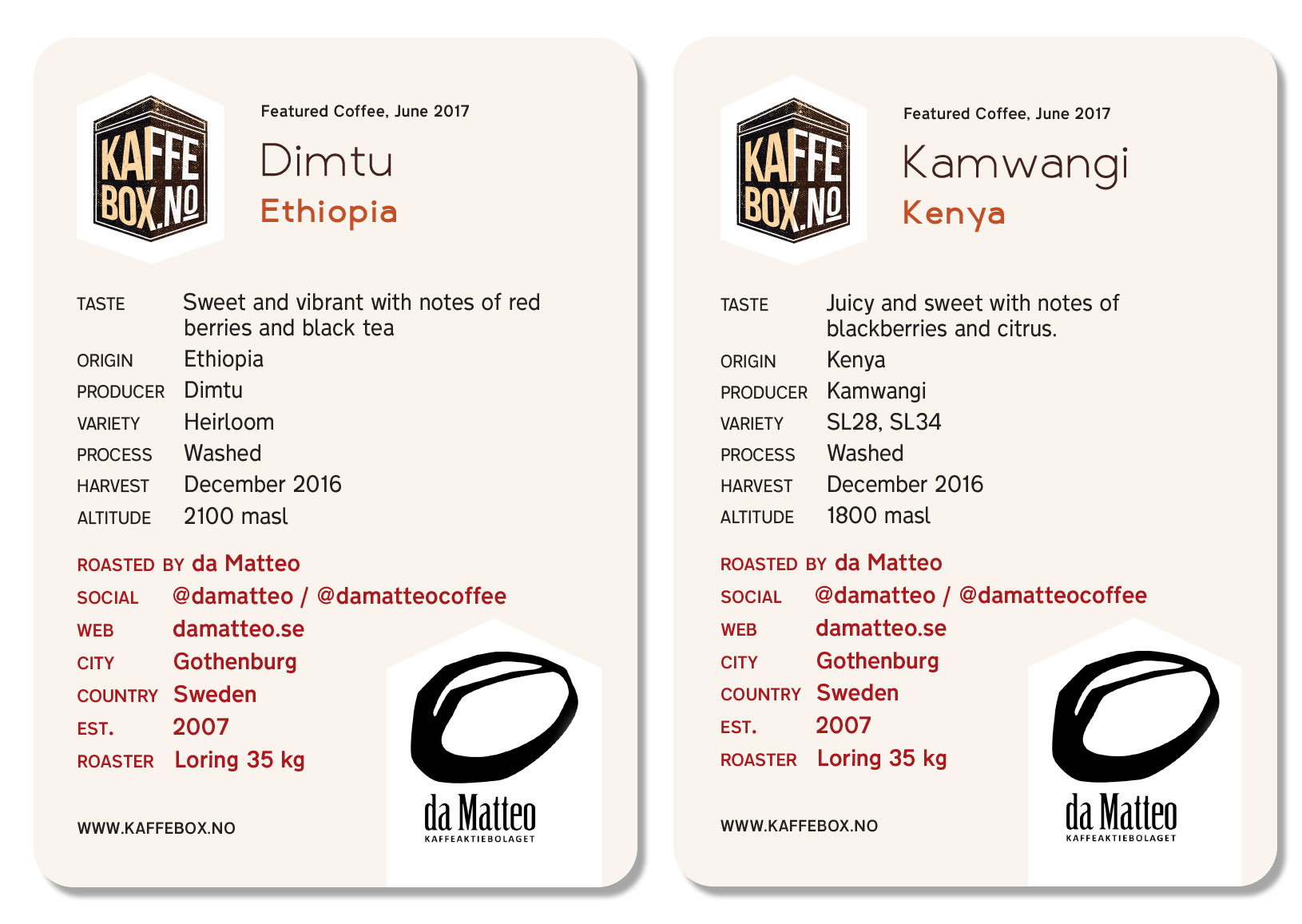 June KaffeBox - da Matteo - KaffeBox.no