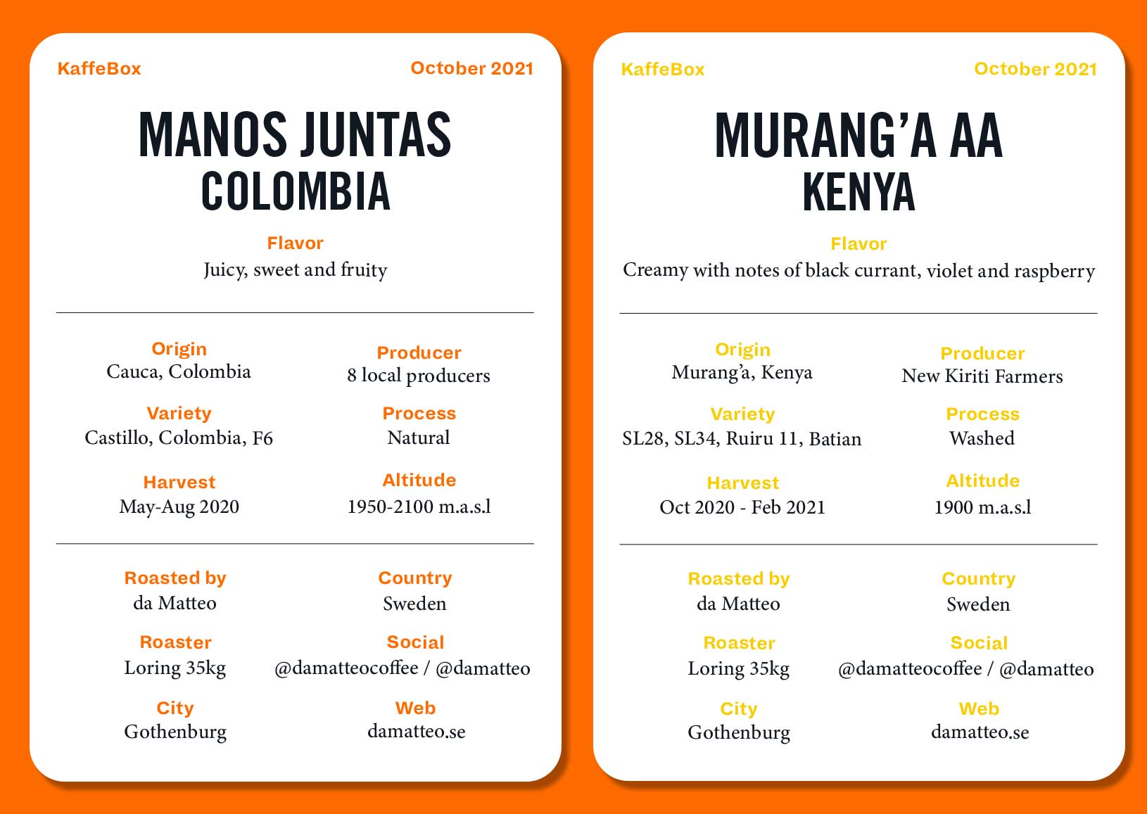 October 2021 - da Matteo - KaffeBox.no